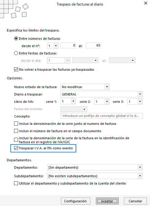C2479 - ¿Cómo contabilizo las facturas con IVA exento desde la solapa ...