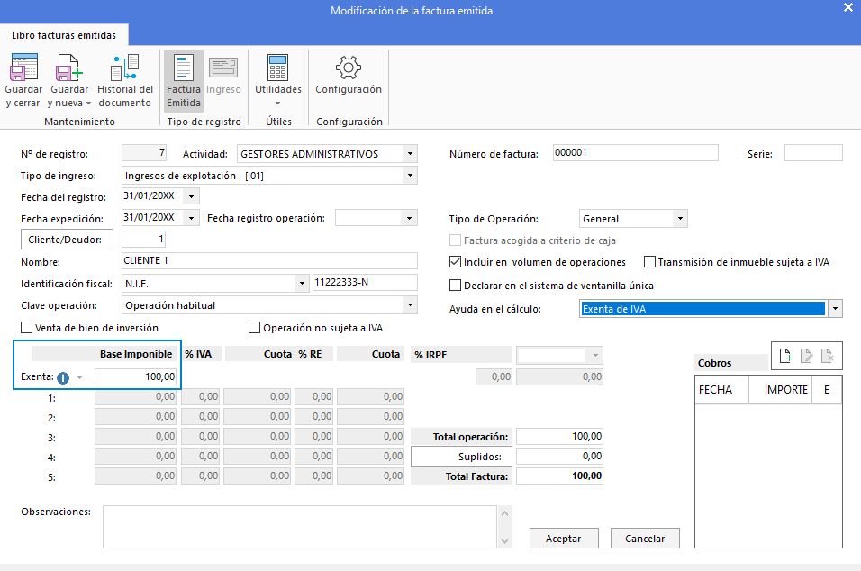 E551 - ¿Cómo traspaso las facturas con IVA exento desde la solapa ...