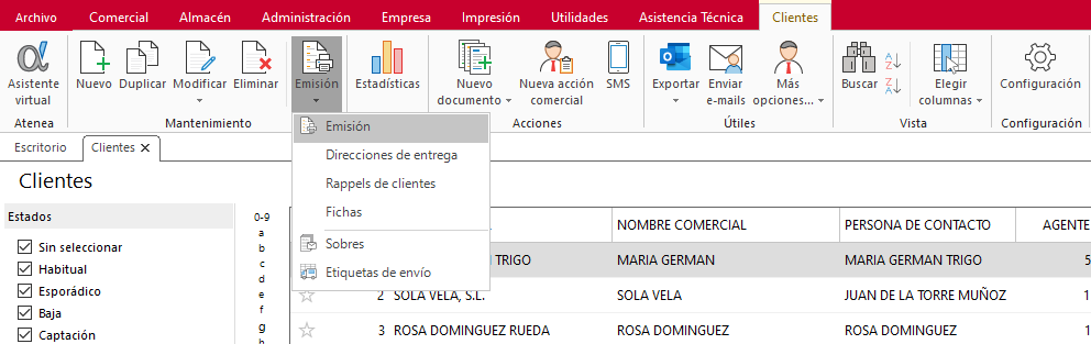 F2387 - Imprimir listado de clientes filtrando por estado del cliente ...
