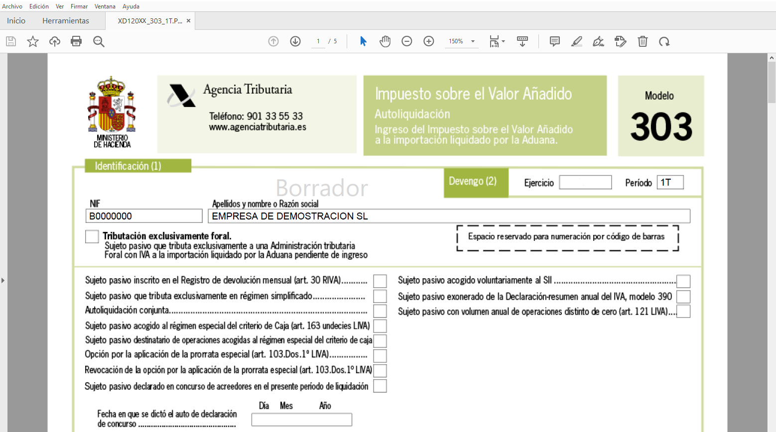 C160 - ¿Cómo se genera el borrador del modelo 303 en PDF? – Software DELSOL