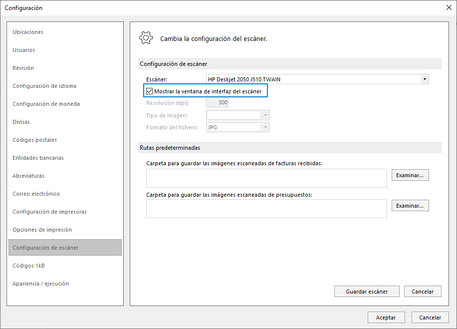 F1417 - Quiero configurar el escáner en el programa – Software Delsol
